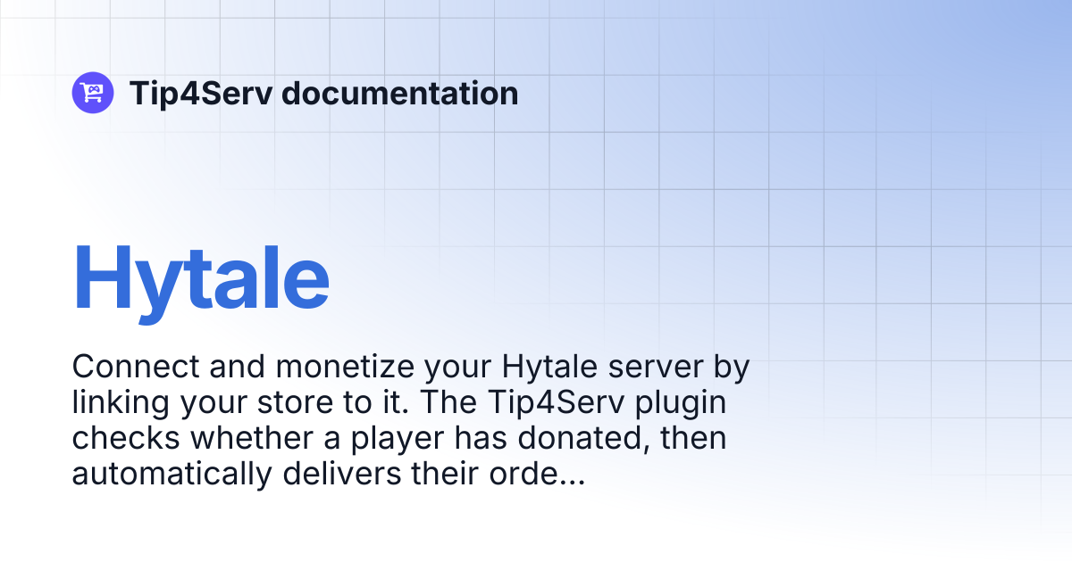 Hytale | Tip4Serv documentation