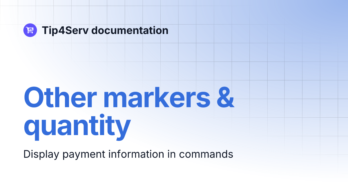 Other markers & quantity | Tip4Serv documentation