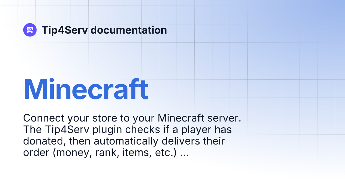 Minecraft | Tip4Serv documentation