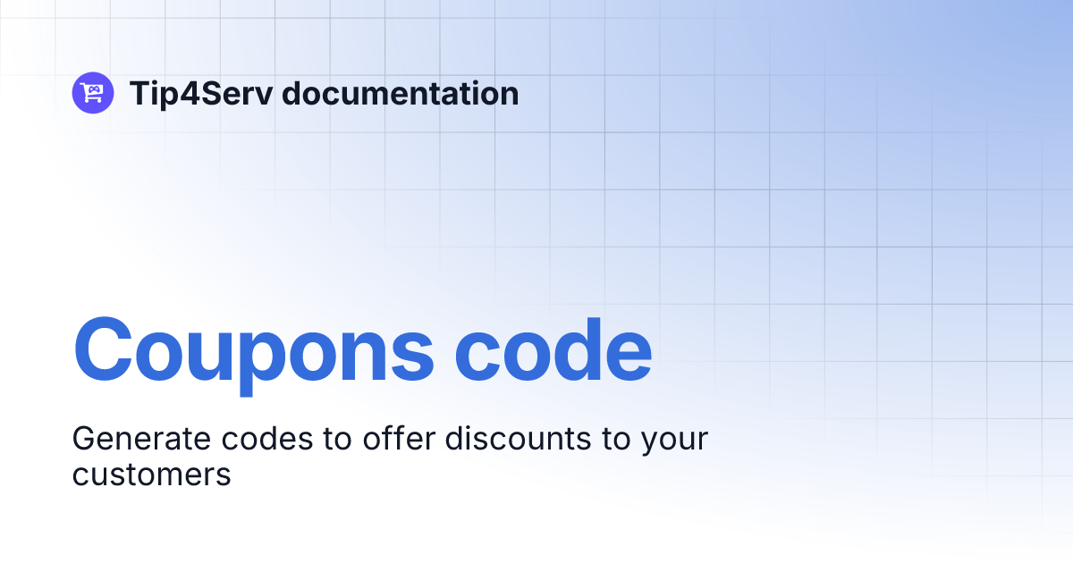 Coupons code | Tip4Serv documentation