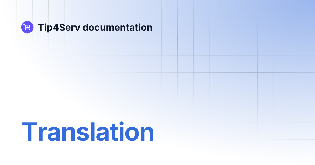 Translation | Tip4Serv documentation