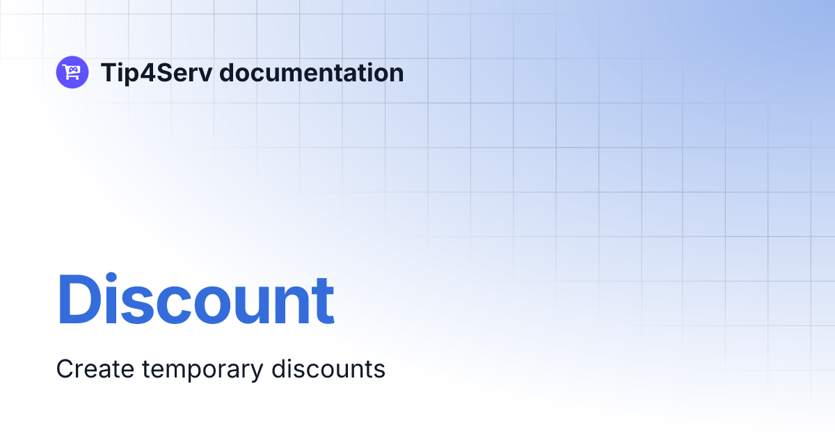 Discount | Tip4Serv documentation
