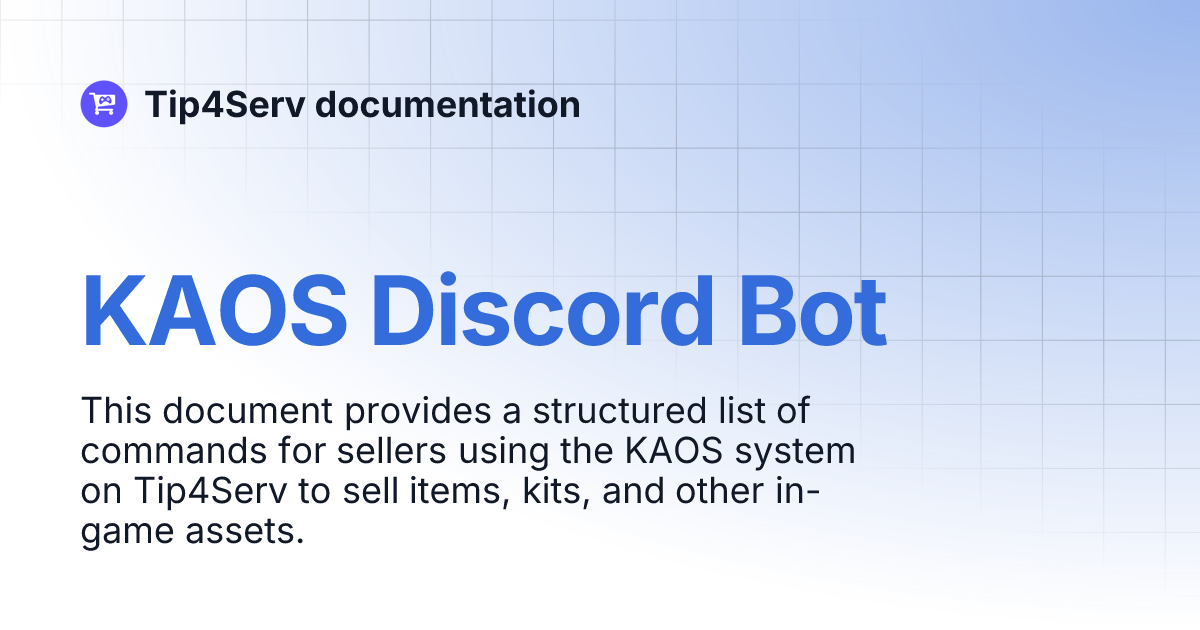 KAOS Discord Bot | Tip4Serv documentation