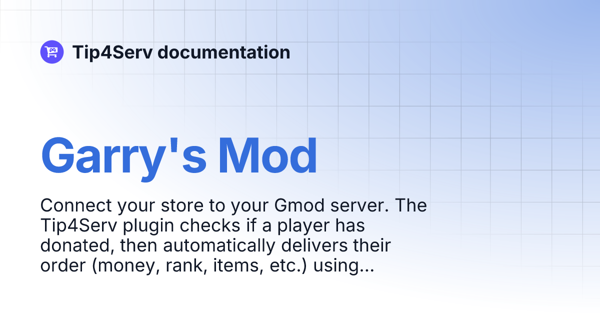 Garry's Mod | Tip4Serv documentation